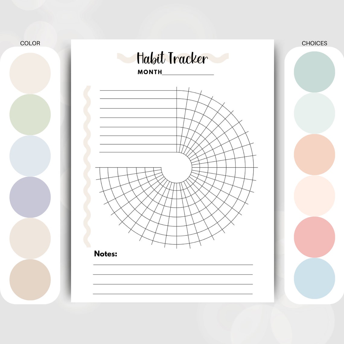 Habit Tracker Printable, Habit Tracker Digital, 4 Versions, 12 Colors ...