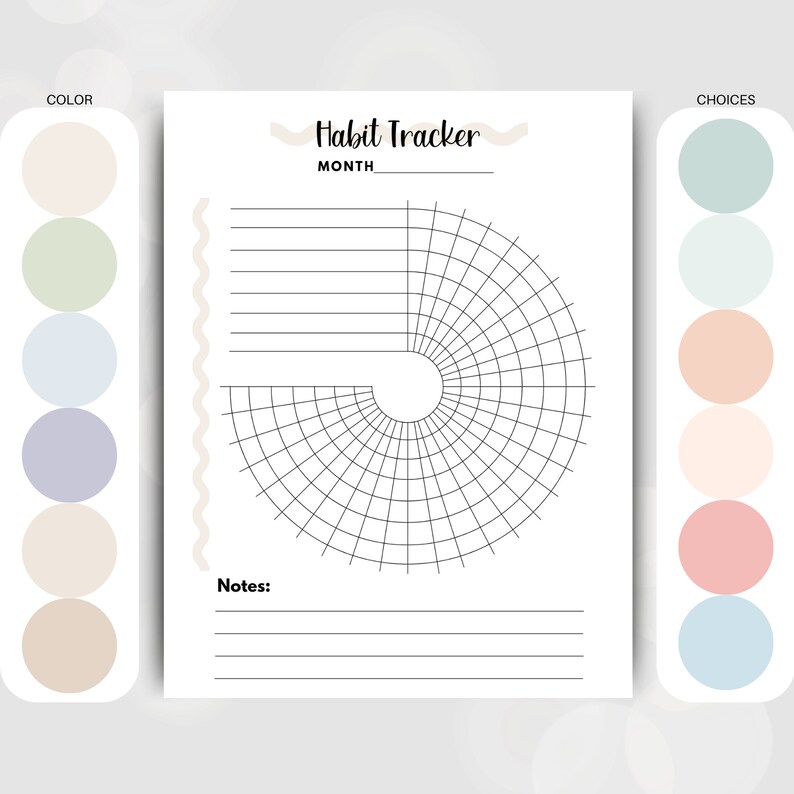 Habit Tracker Printable, Habit Tracker Digital, 4 Versions, 12 Colors ...