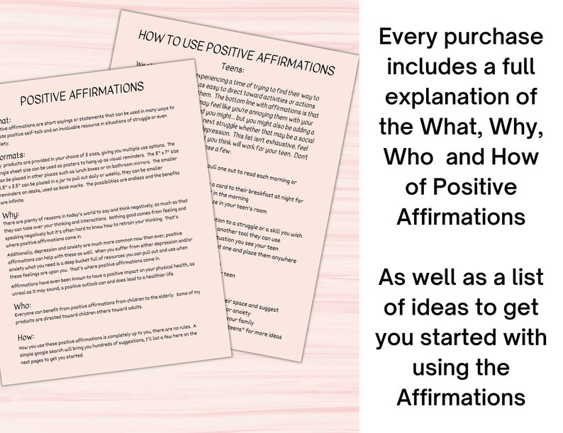 Affirmations for Teens 110 Positive Statements Can Be Used - Etsy