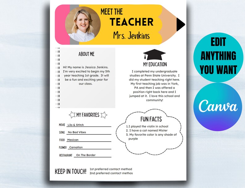 EDITABLE Meet the Teacher Editable Canva Template - Etsy