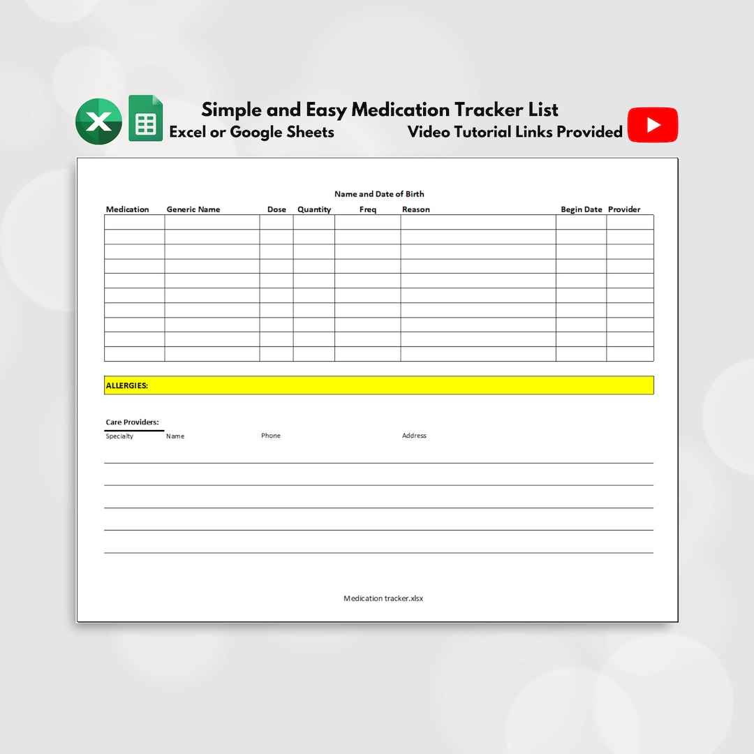 EDITABLE! Medication List, Medication Tracker, Medicine List, Medicine ...