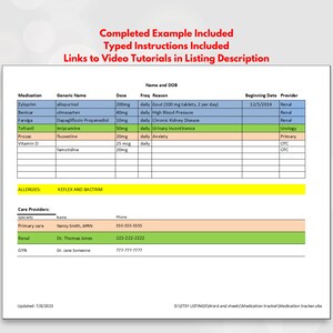 EDITABLE! Medication List, Medication Tracker, Medicine List, Medicine ...