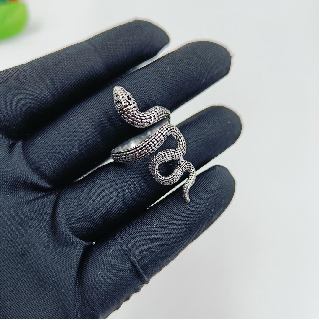Silver Snake Ring, Mens Ring, Spiral Snake Ring, Serpent Head Silver ...