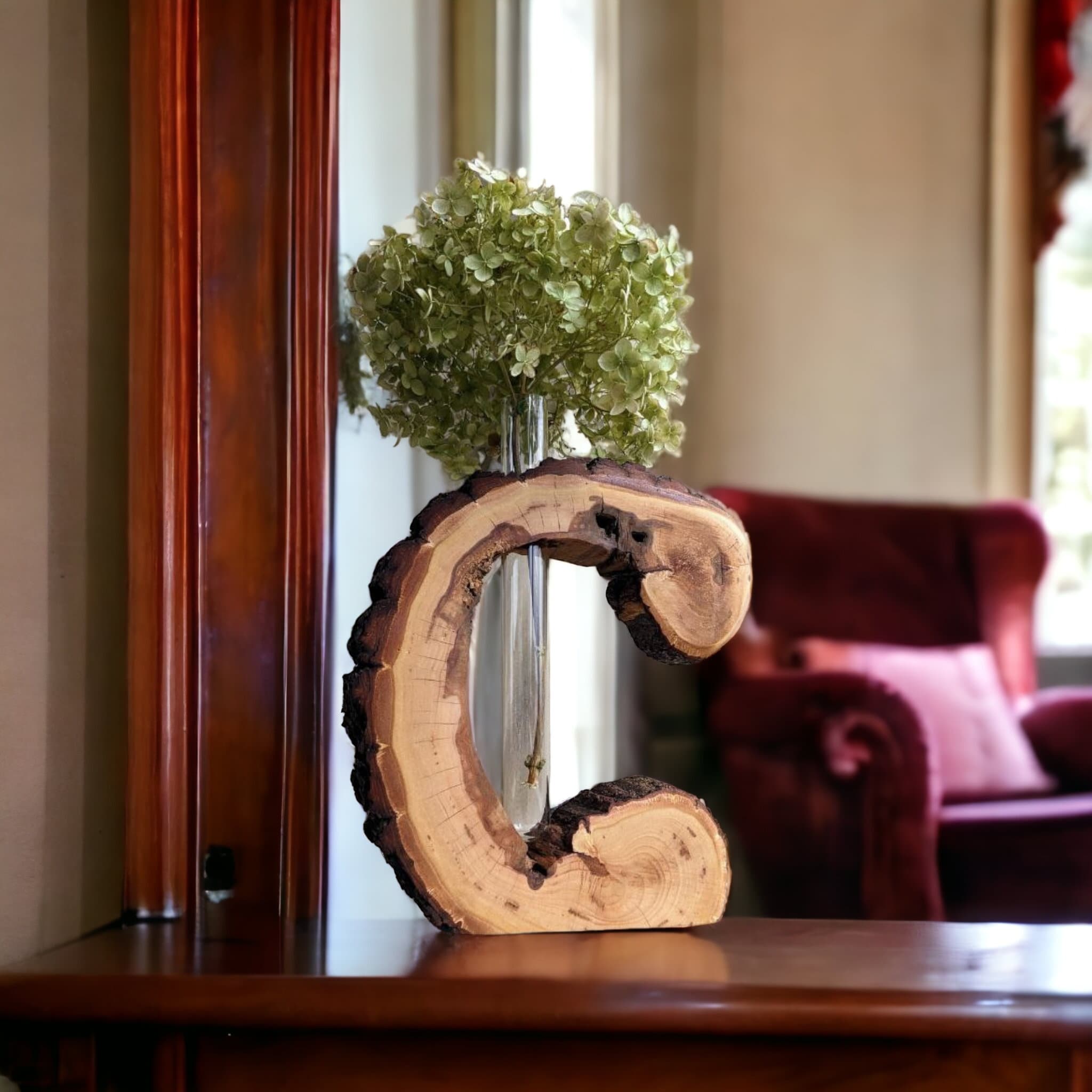 Rustic Wooden Vase Flower Vase Wooden and Glass Vase - Etsy