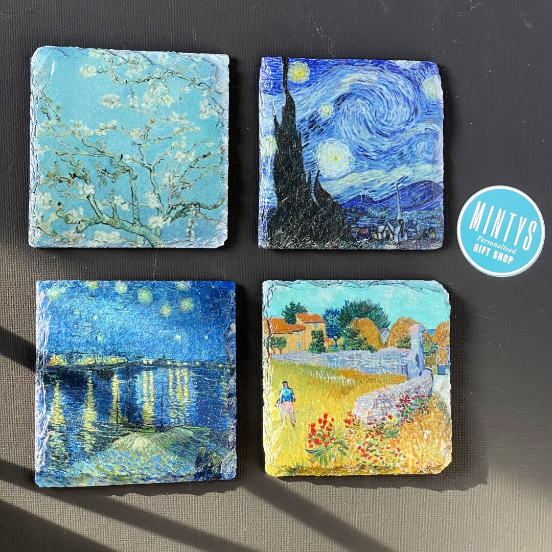 Van Gogh Stone Coasters: Art Lover Gift, Set of 4 - Etsy