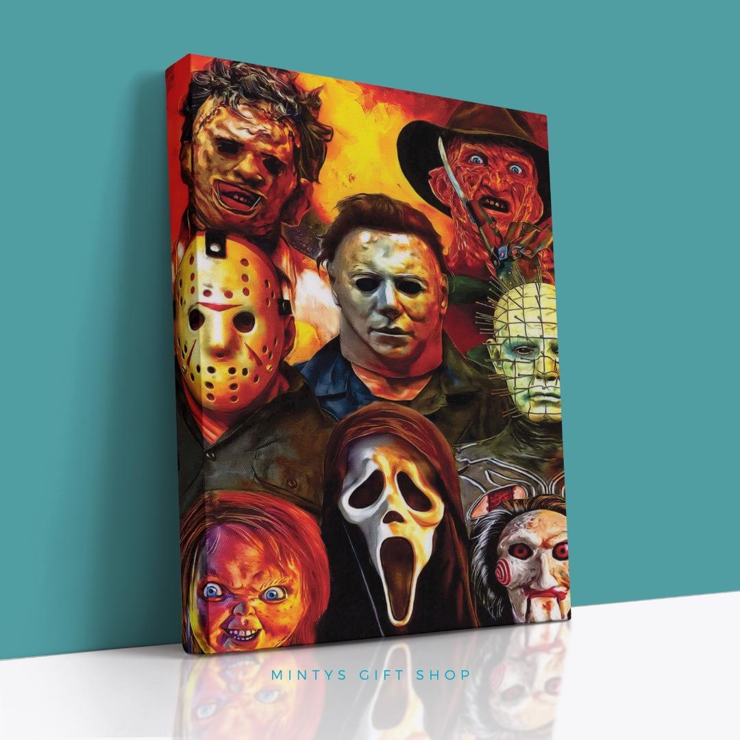 Horror Icon Canvas Wall Art Gallery Wrapped, Scary Movie Decor, Classic ...