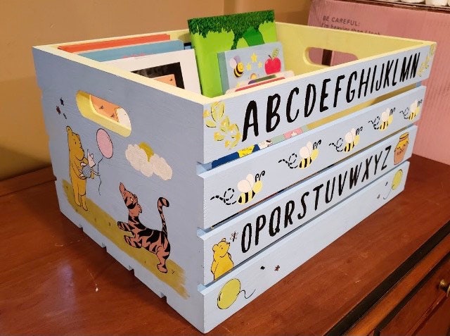 Custom Handpainted Storage Crate, Personalized Toy Box Crate, Book Box ...
