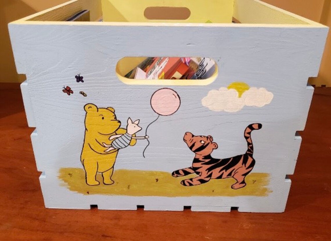 Custom Handpainted Storage Crate, Personalized Toy Box Crate, Book Box ...