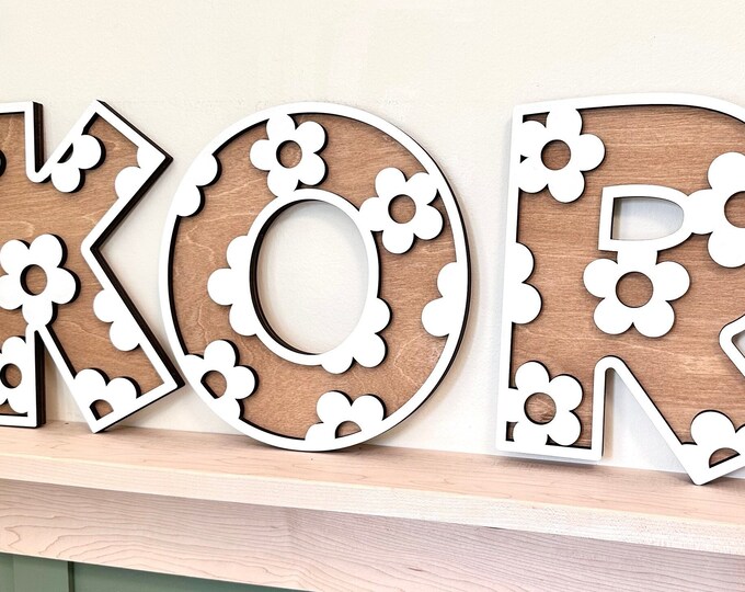 Daisy Nursery Letters, Daisy Wooden Alphabet Letters, Flower Name Sign ...