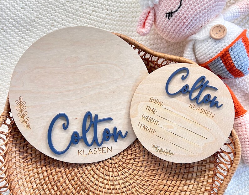 Baby Footprint Sign, Laser Engraved Baltic Birch Announcement - Etsy