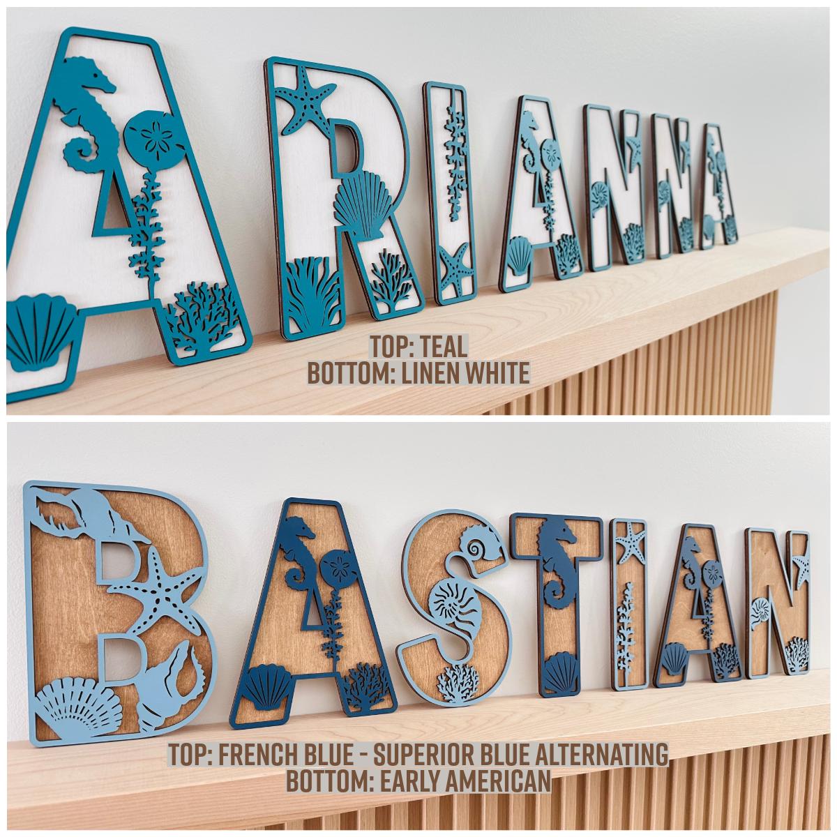 Ocean Nursery Letters, Sea Shells Nursery Name Sign, Ocean Nursery ...