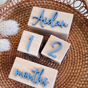 Milestone Blocks 3D Wooden Monthly Baby Milestone Blocks - Etsy