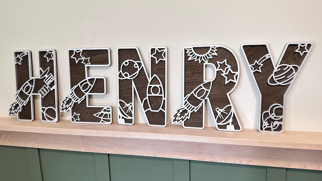 Space Nursery Letters, Space Name Sign, Space Nursery Décor, Space ...