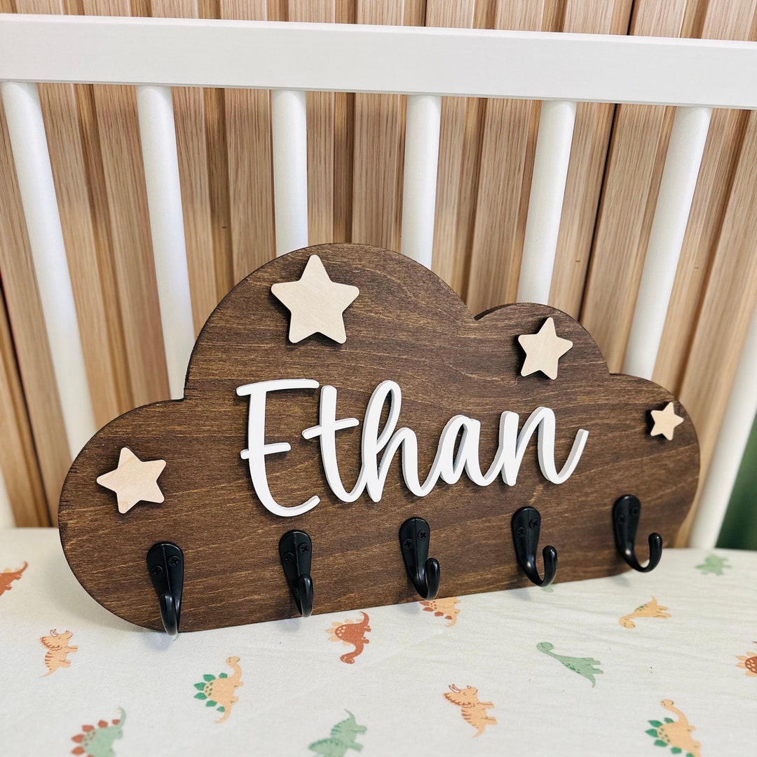 Nursery Hooks, Cloud Hooks, Star Hooks, Kids Room Hooks, Personalized ...