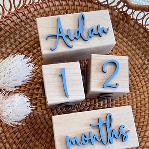 Milestone Blocks 3D Wooden Monthly Baby Milestone Blocks - Etsy