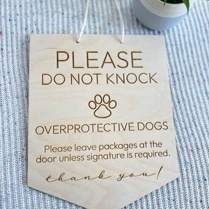 Front Door Dog Sign, Do Not Knock Dog Sign, Do Not Ring Doorbell Sign ...