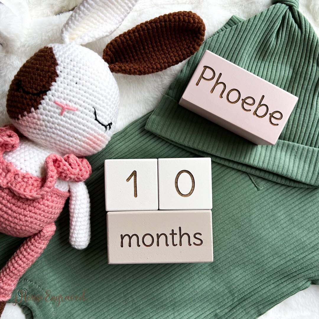 Wooden Baby Monthly Milestone Blocks, Baby Milestone Blocks, Baby Wood ...