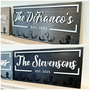 Personalized Key Holder for Wall • Family Name Key Rack • Housewarming ...