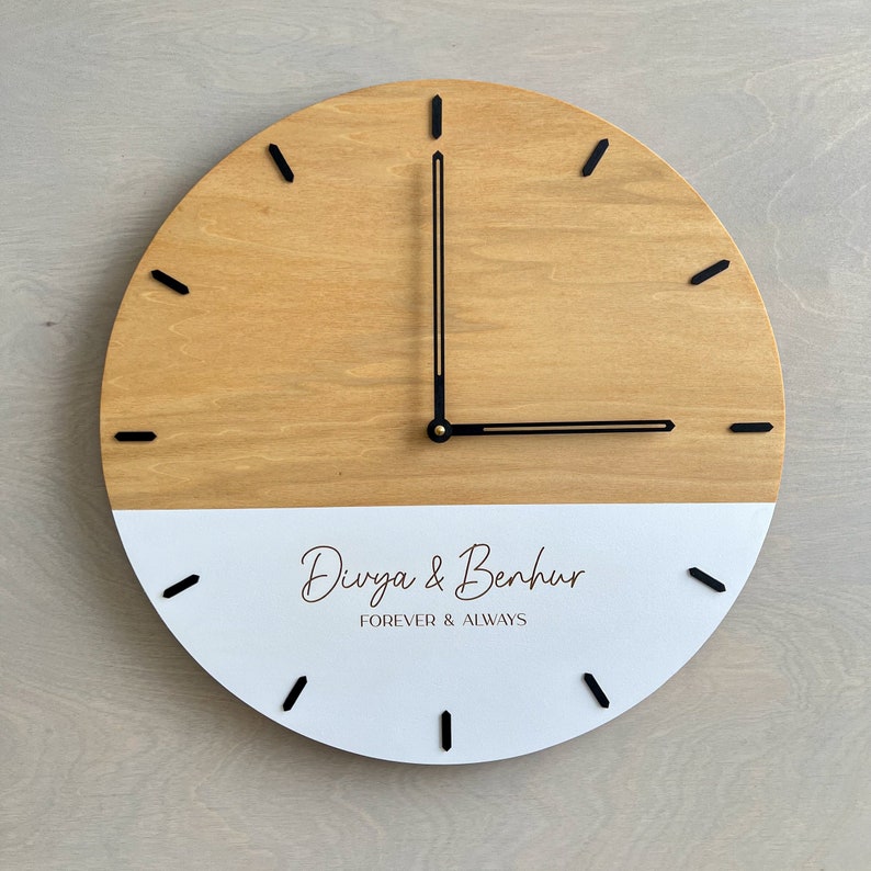 Custom Lettered Wooden Wall Clock – Minimalist Silent Clock ...