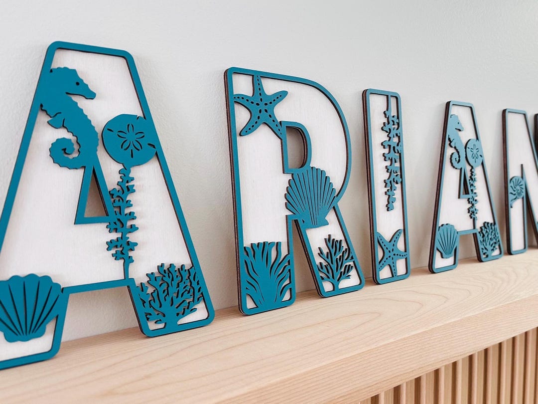 Ocean Nursery Letters, Sea Shells Nursery Name Sign, Ocean Nursery ...