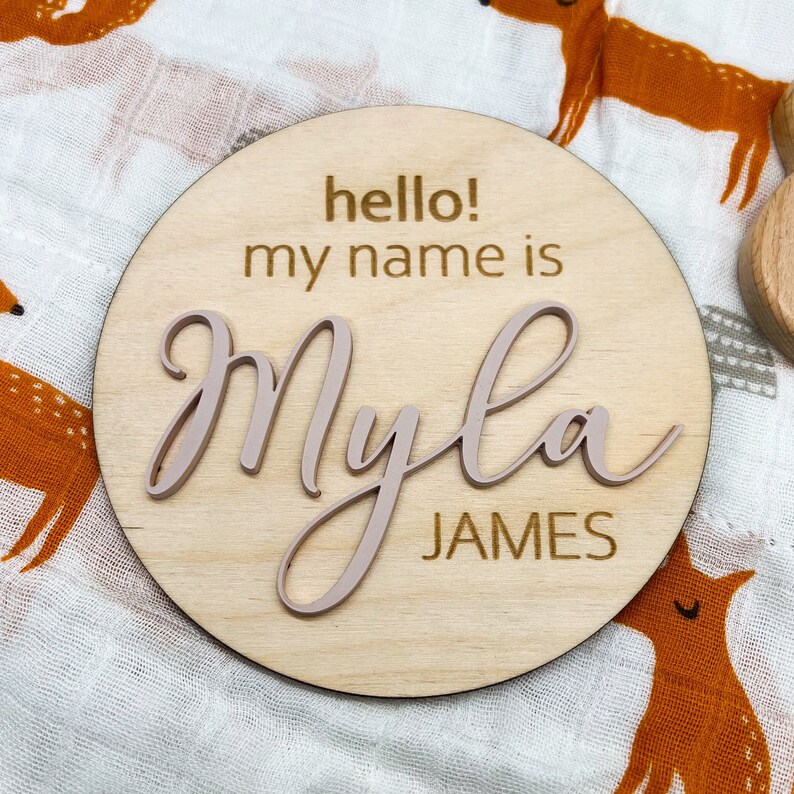 Hello My Name is Baby Announcement Plaque, Wooden Birth Announcement ...