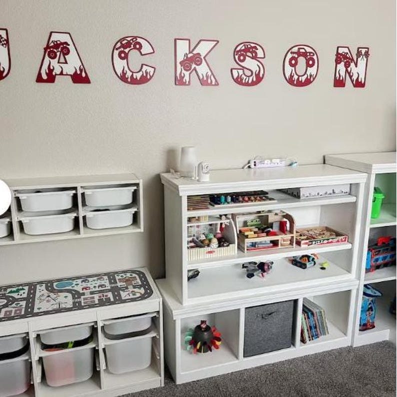 Monster Truck Name Sign • Custom Wooden Alphabet Letters • Boys Room ...