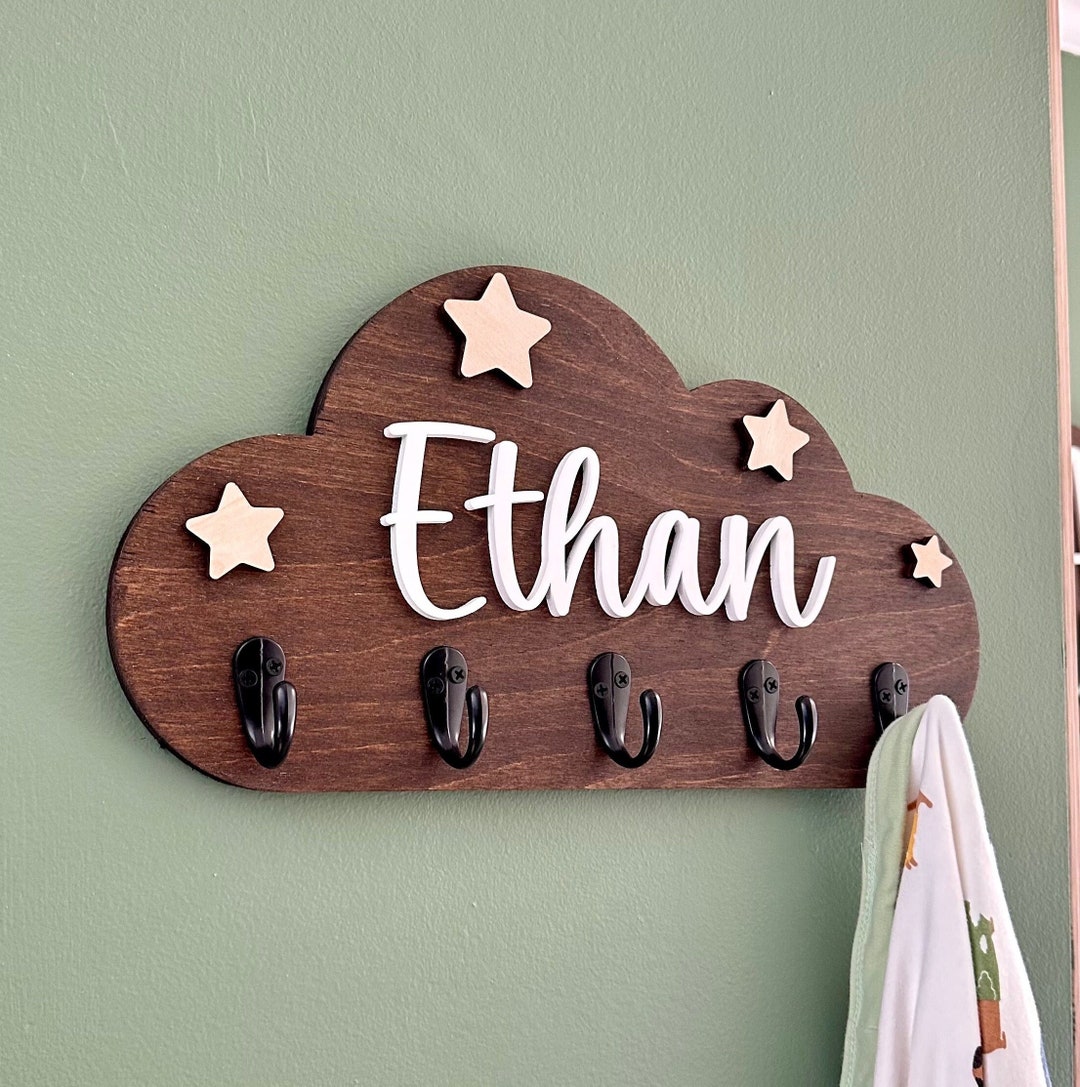 Nursery Hooks, Cloud Hooks, Star Hooks, Kids Room Hooks, Personalized ...
