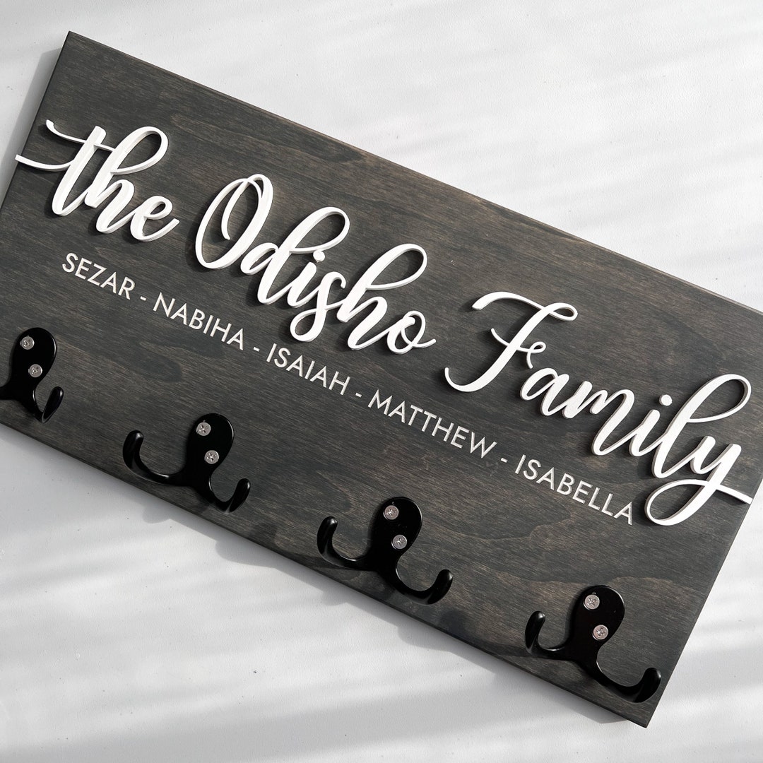 Personalized Key Holder for Wall, Family Name Key Holder, New Home Gift ...