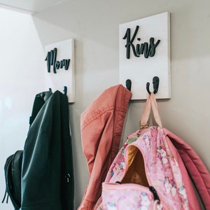 Backpack Hooks, Mud Room Hooks, Personalized Towel Hooks, Bathroom Name ...