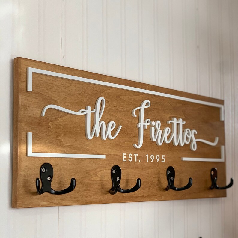 Personalized Key Holder for Wall Family Name Key Holder - Etsy