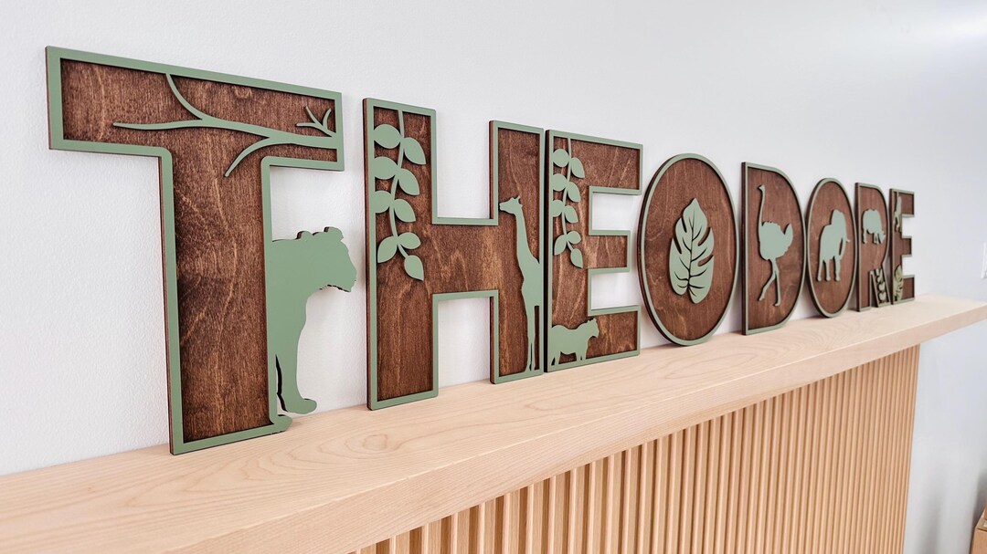 Safari Name Sign, Safari Nursery Letters, Safari Animals Custom Name ...