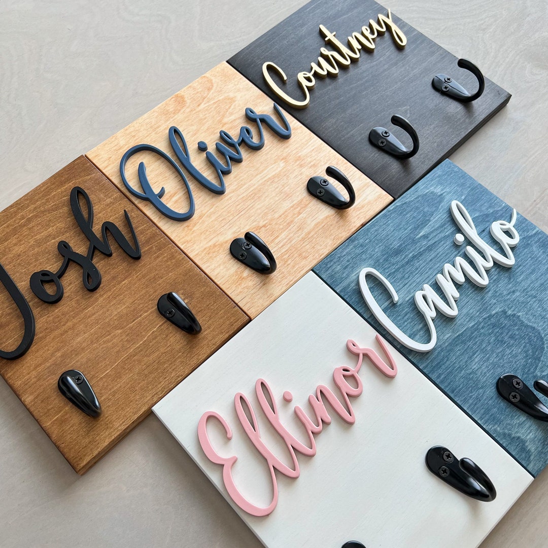Backpack Hooks, Mud Room Hooks, Personalized Towel Hooks, Bathroom Name ...
