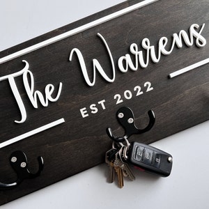 Personalized Key Holder for Wall • Family Name Key Rack • Housewarming ...