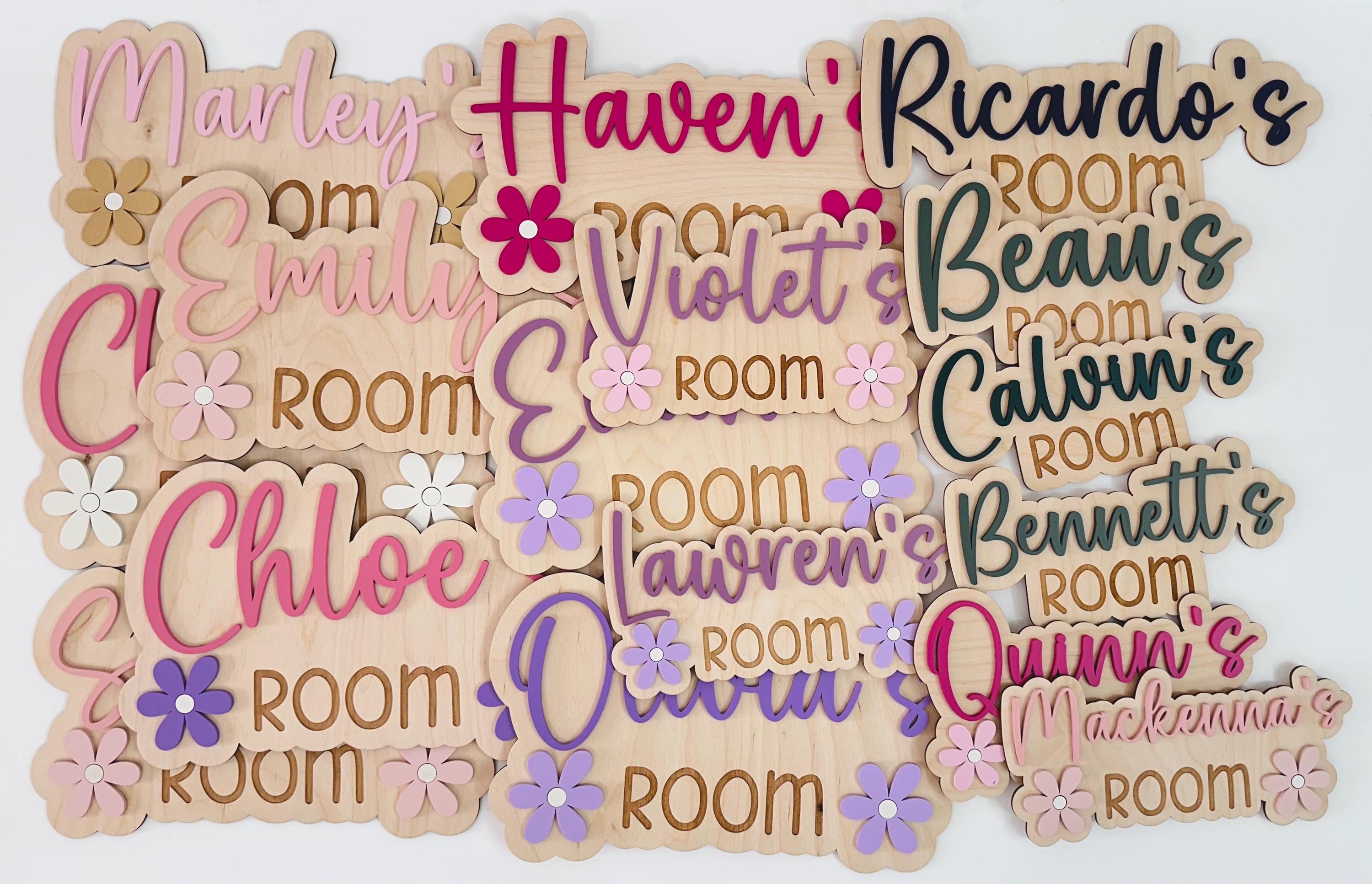Personalized Kids Name Door Hanger, Custom Wooden Name Sign for Kids ...