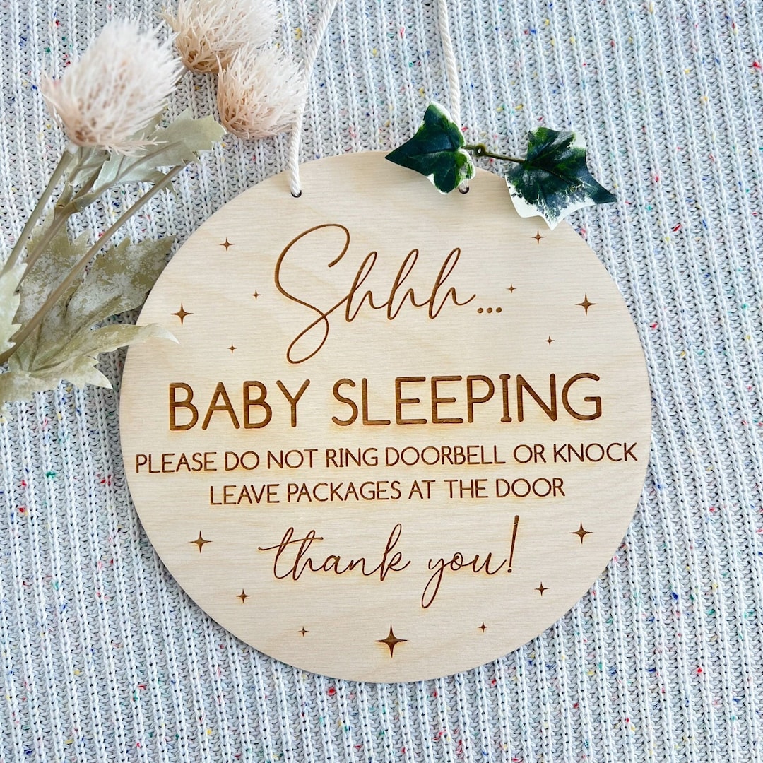 Shhh Baby Sleeping Sign, Baby Sleeping Door Sign, Do Not Knock Do Not ...