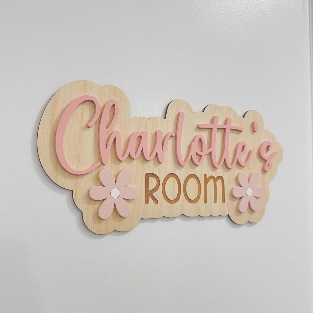 Personalized Kids Name Door Hanger, Custom Wooden Name Sign for Kids ...