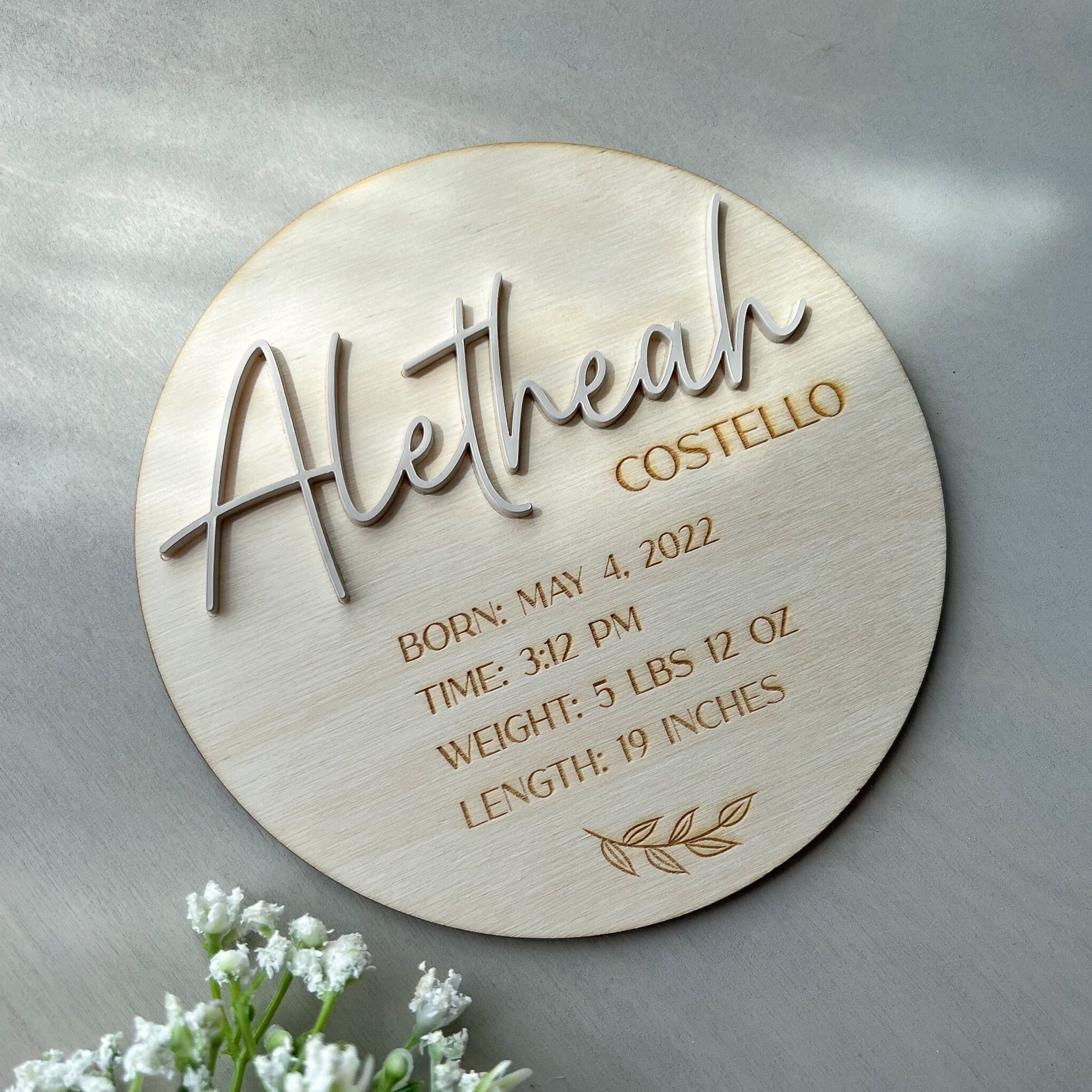 Wooden Birth Announcement Sign, Birth Details, Newborn Announcement ...