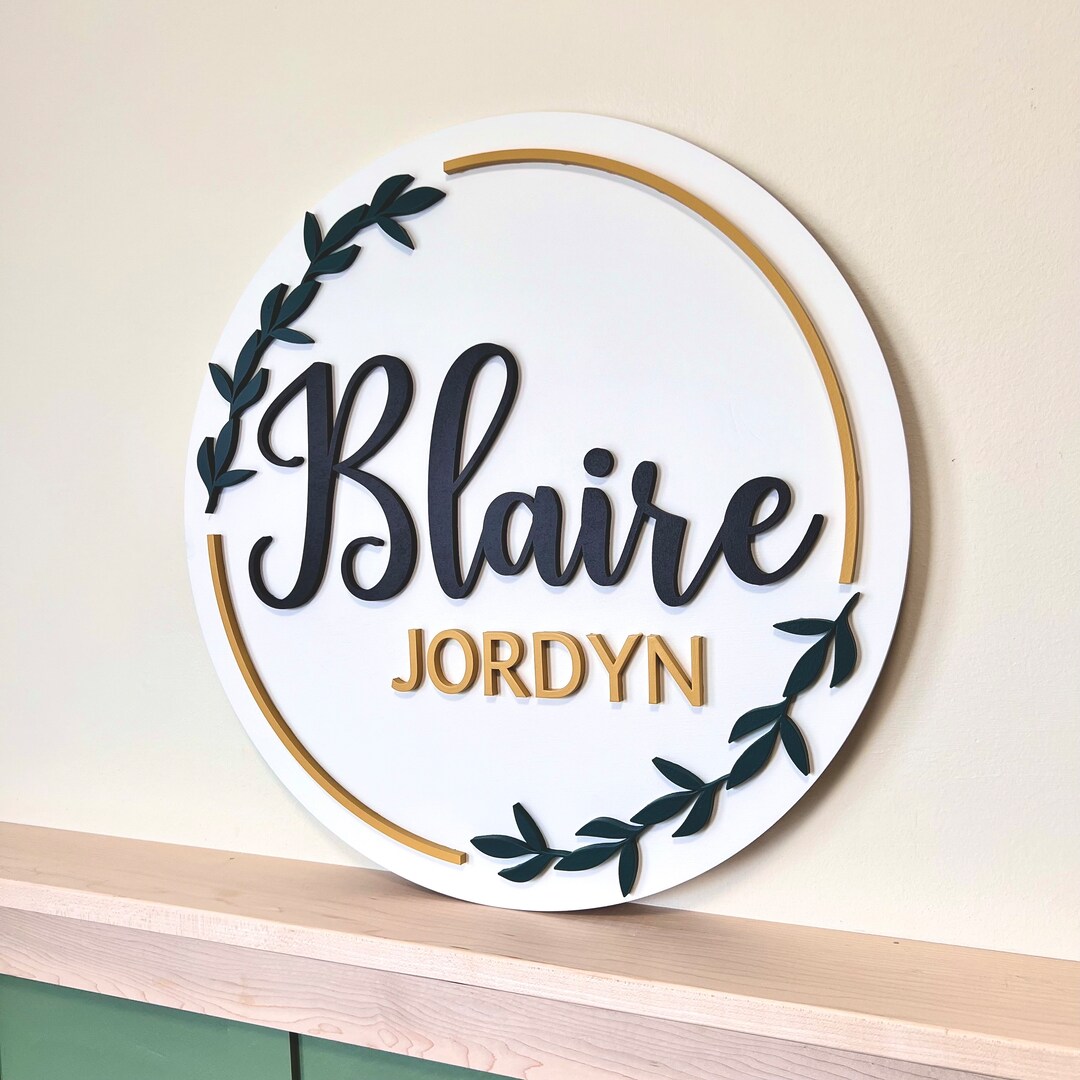 Greenery Nursery Name Sign, Botanical Nursery Name Sign, Wood Name Sign ...