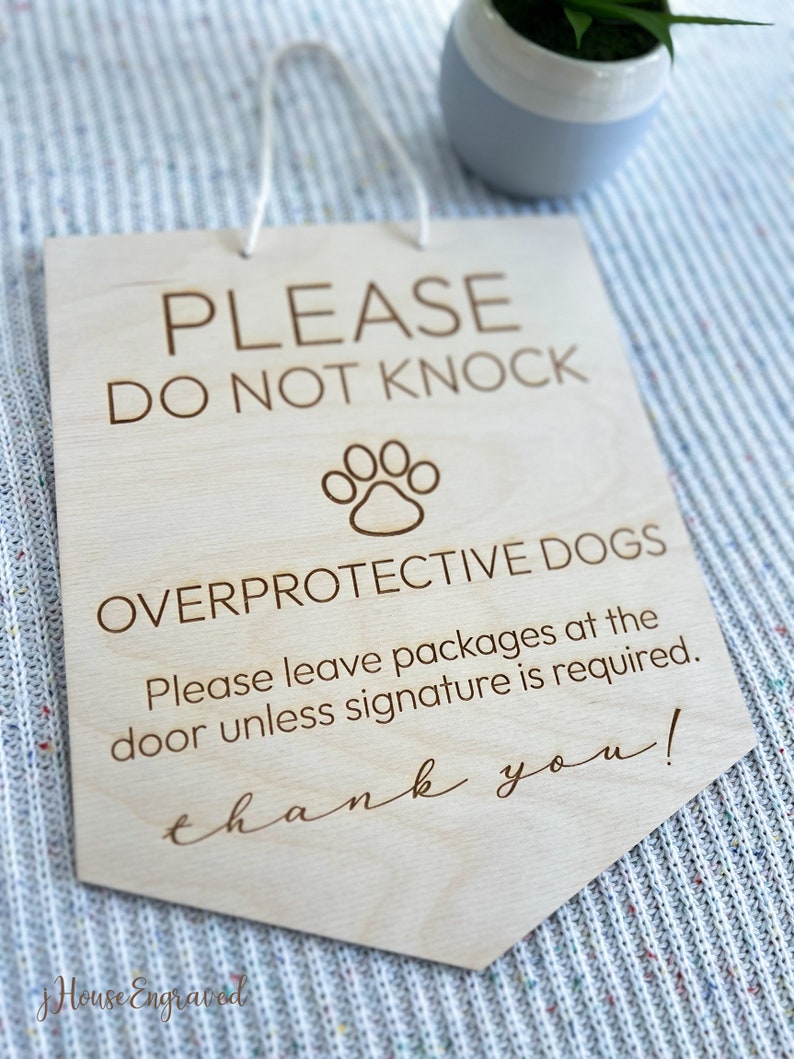 Front Door Dog Sign, Do Not Knock Dog Sign, Do Not Ring Doorbell Sign ...