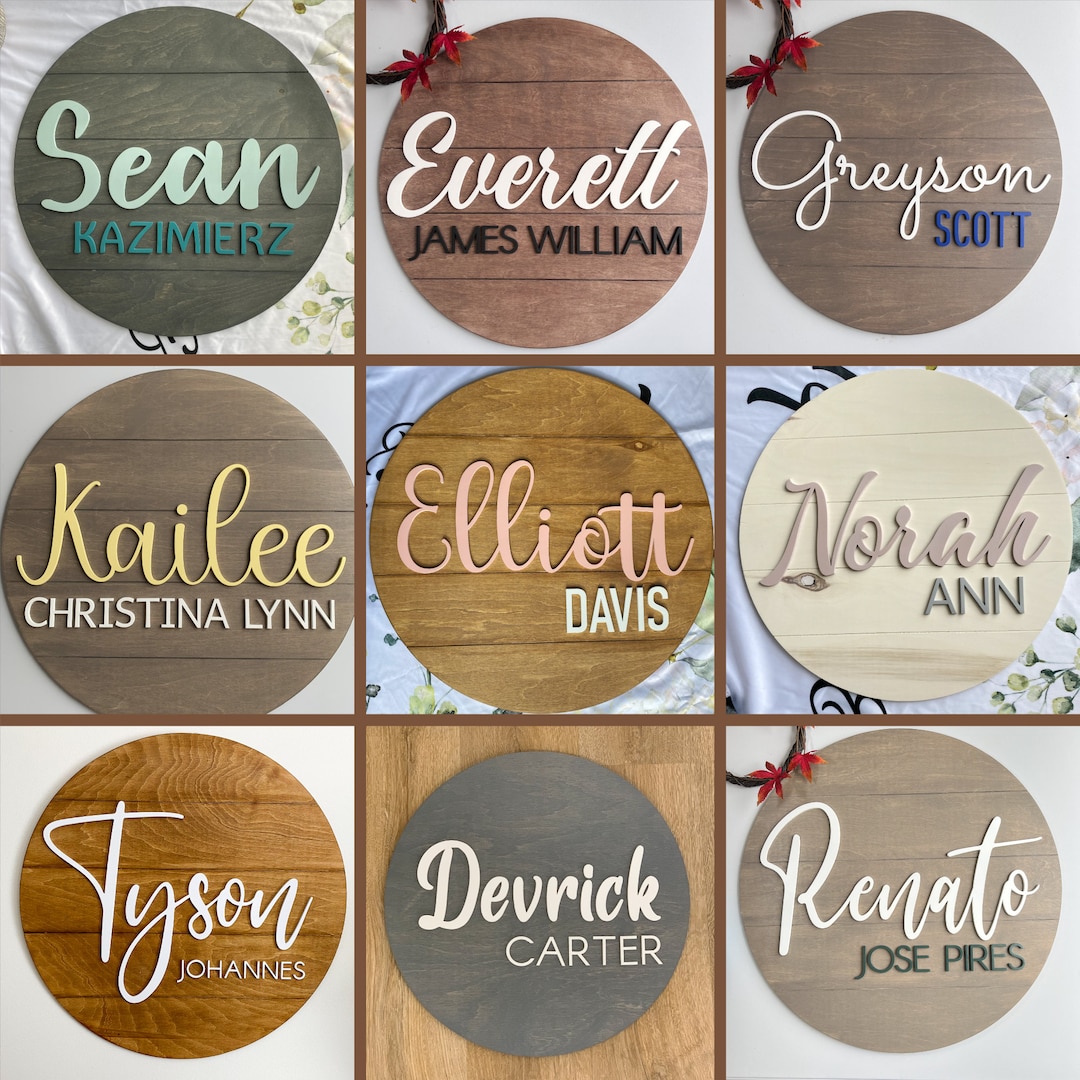 Shiplap Baby Name Sign| New Born Name Sign| 3D Crib Sign| Round Infant ...