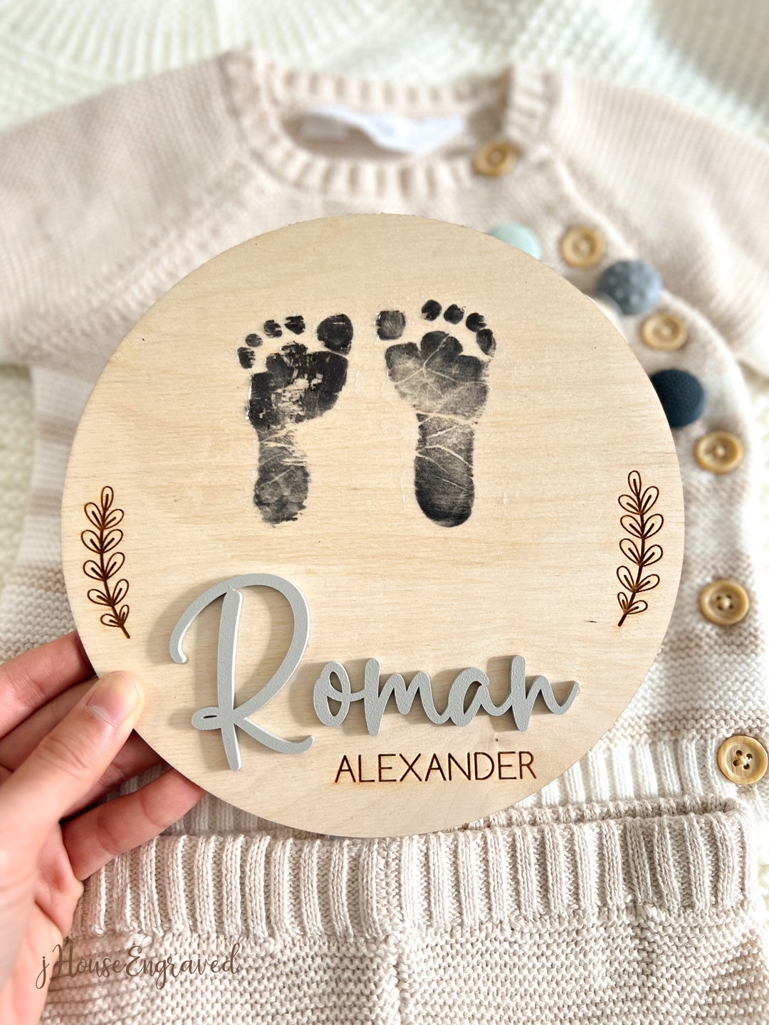 Footprint Sign for Newborn, Baby Footprint Sign, Baby Announcement Sign ...