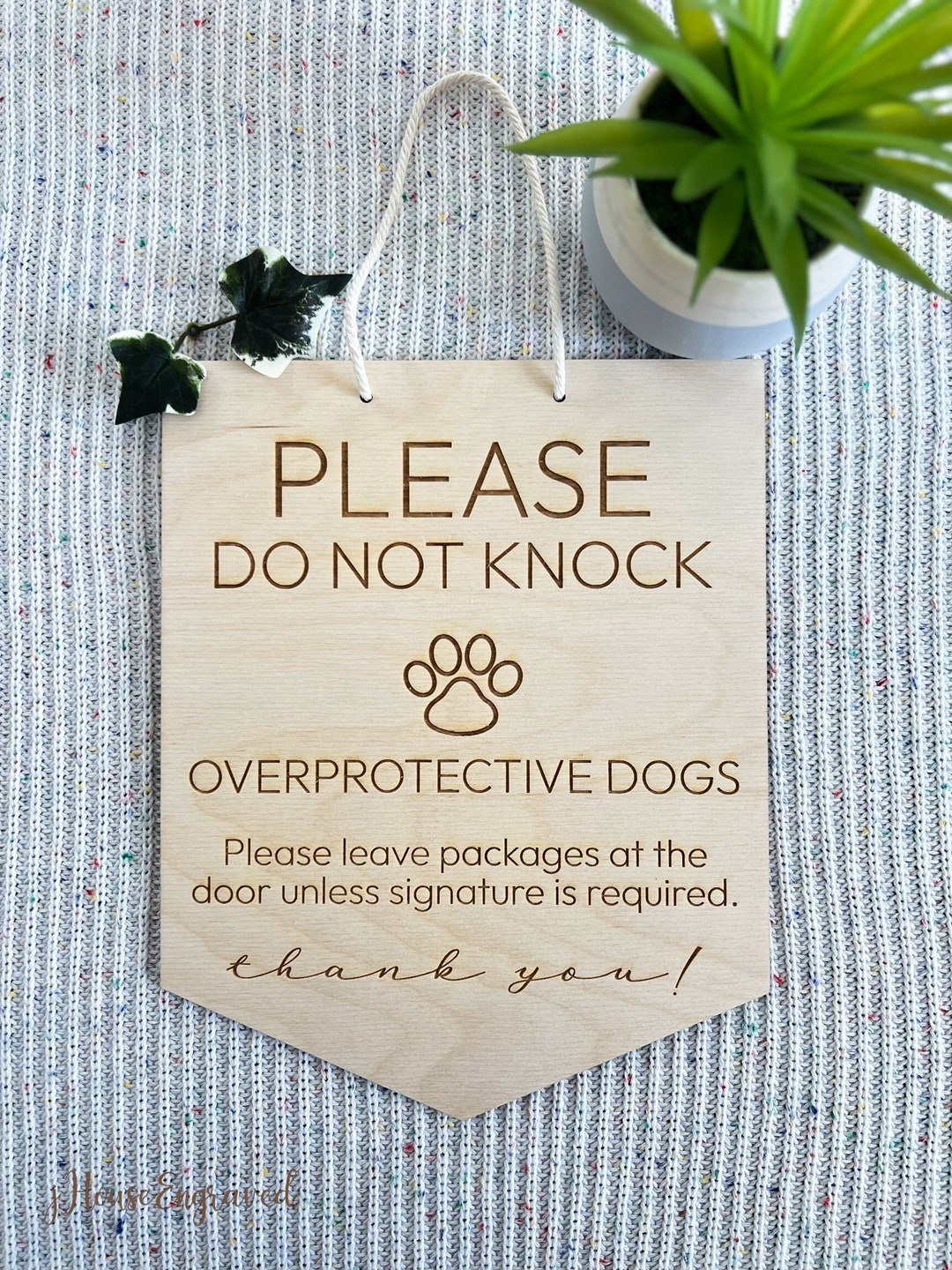 Front Door Dog Sign, Do Not Knock Dog Sign, Do Not Ring Doorbell Sign ...
