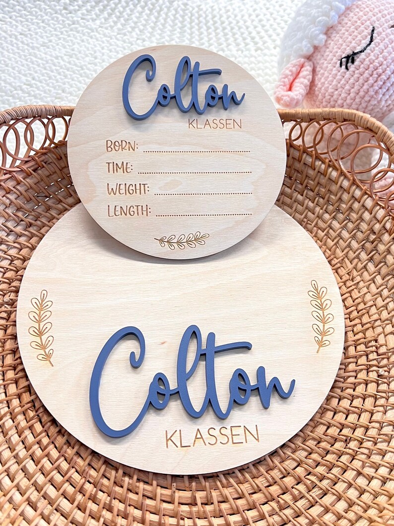 Baby Footprint Sign, Laser Engraved Baltic Birch Announcement - Etsy
