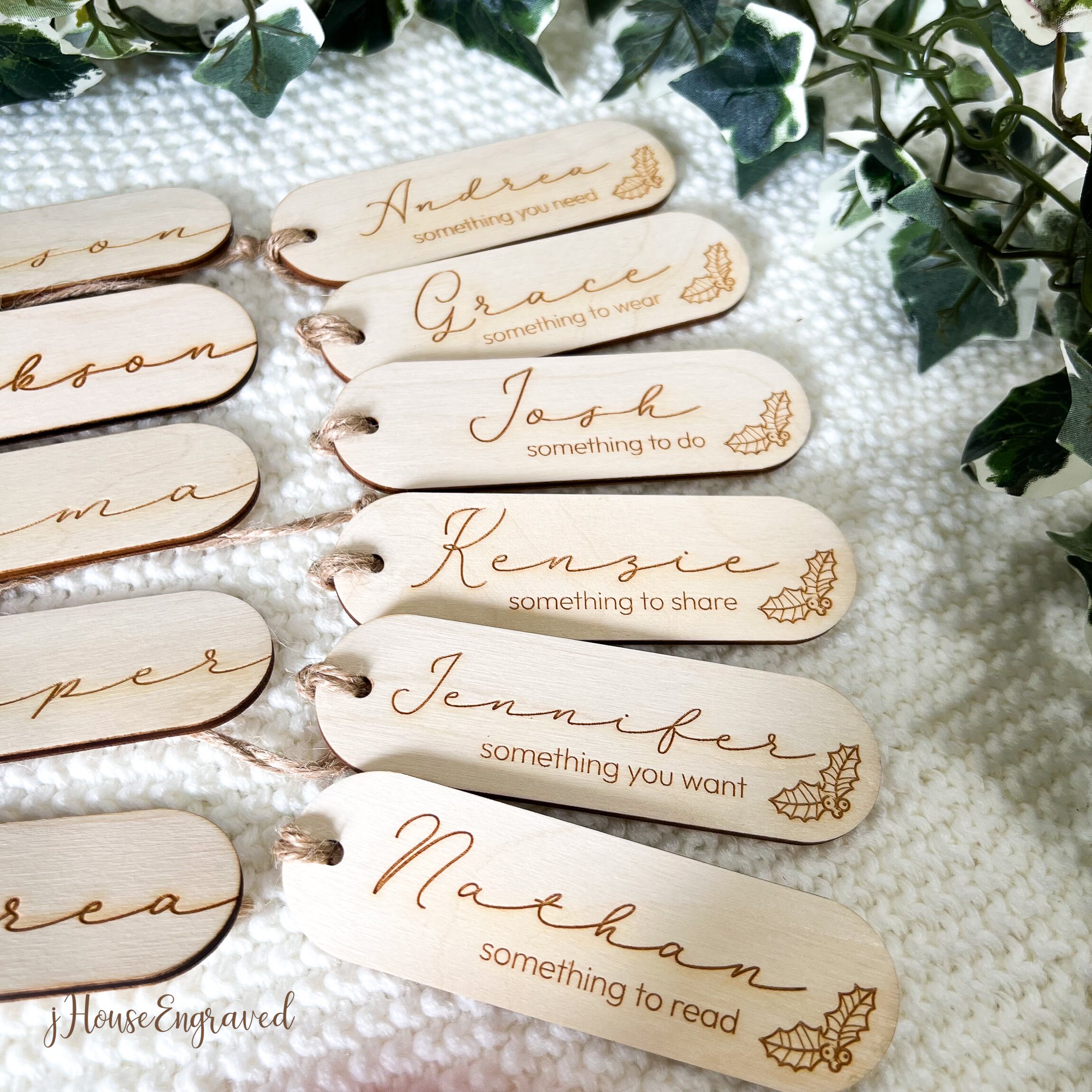 Personalized Wooden Christmas Gift Tags, Laser Engraved Name Tags - Etsy