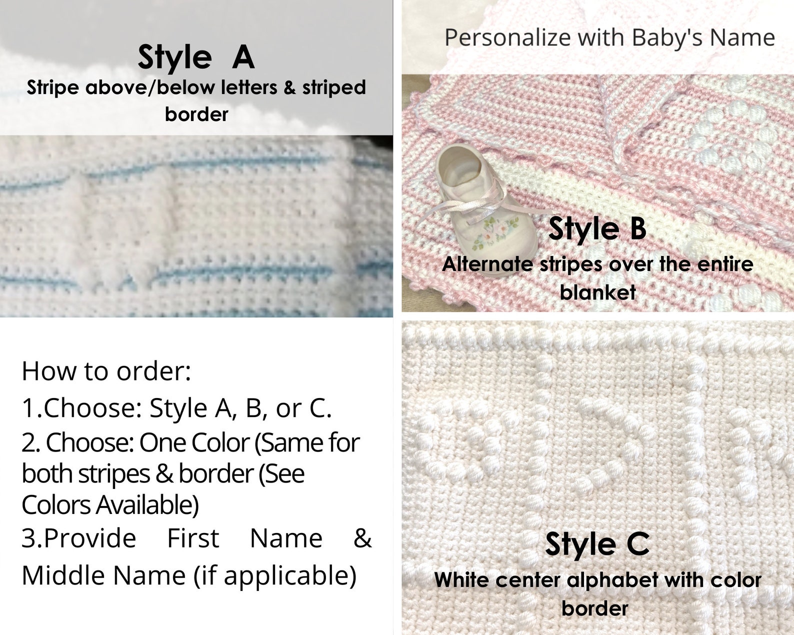 Personalized Hand-made Alphabet Baby Blanket (crocheted), Perfect Baby ...