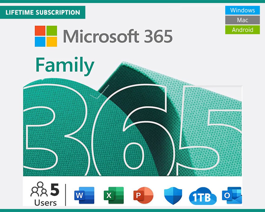 Lifetime Microsoft 365 Office Family 5 Users Fast Email - Etsy