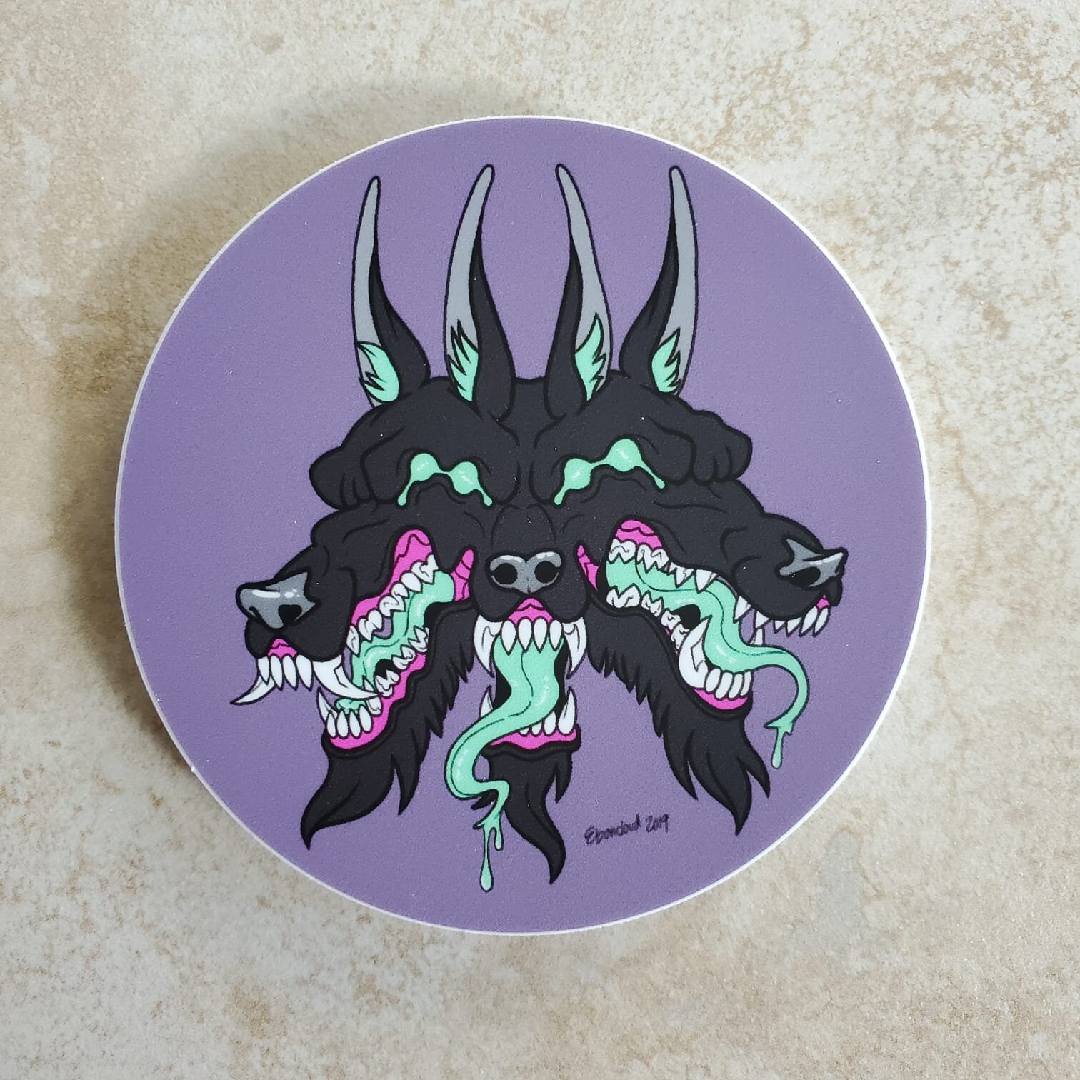Neon Cerberus Vinyl Sticker 3x3in. - Etsy