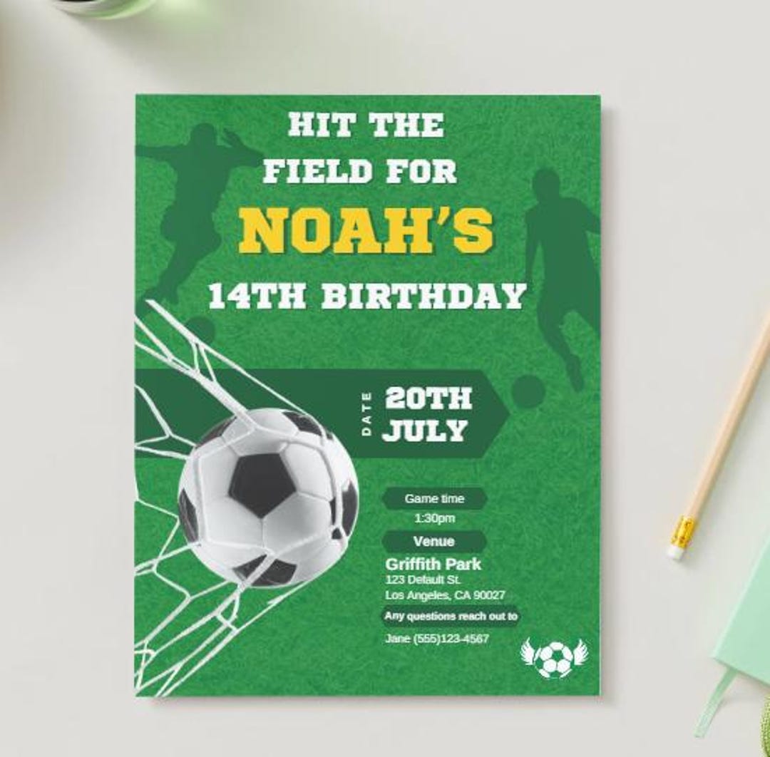Editable ANY AGE Soccer Birthday Party Invitation Boy Birthday Party ...