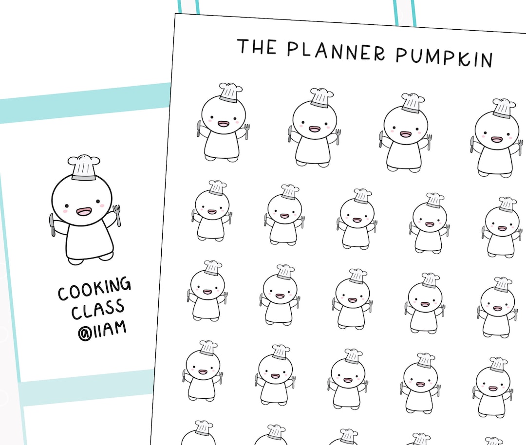 Chef Cooking Stickers Hand Drawn Planner Stickers Doodle Stickers Meal ...