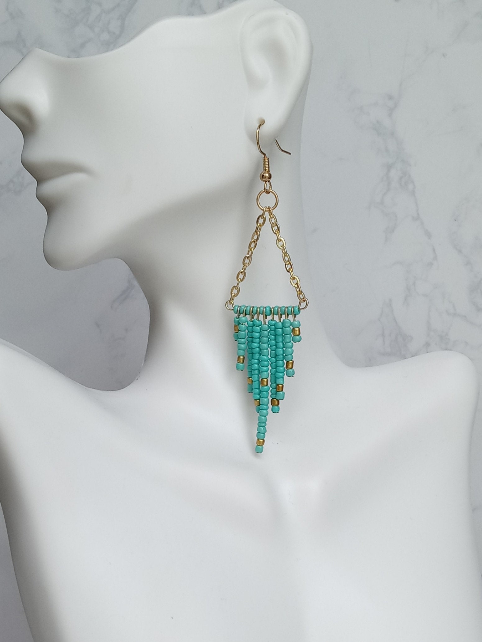 Seed Bead Tassel Earrings Etsy